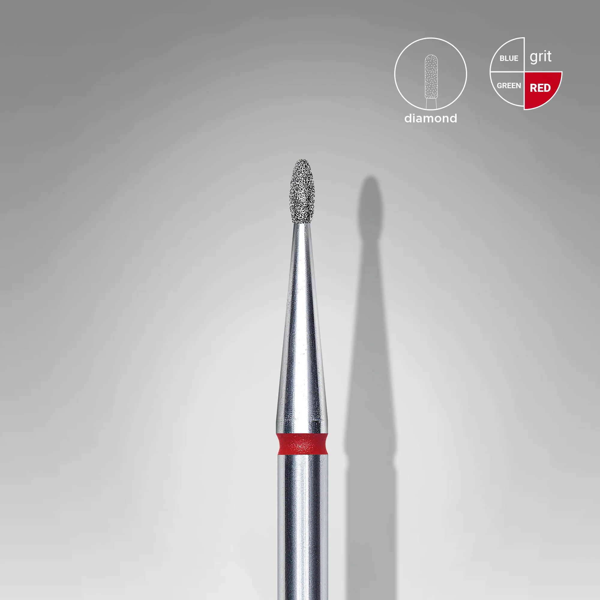 Staleks Fresa roja, redonda, diamante, grano suave, 1.2mm/3mm | SEMILAC ...